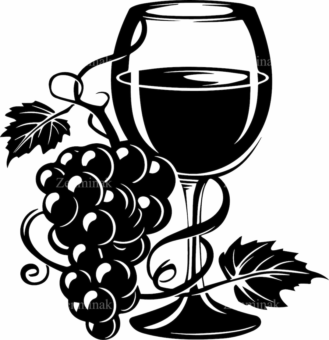 8 SVG Wine Glass – Grapes Cut File – Vineyard Silhouette Design for ...