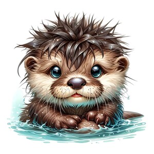 12 PNG Cute Otter Clipart – Whimsical Baby Otter With Flower Crown PNG ...