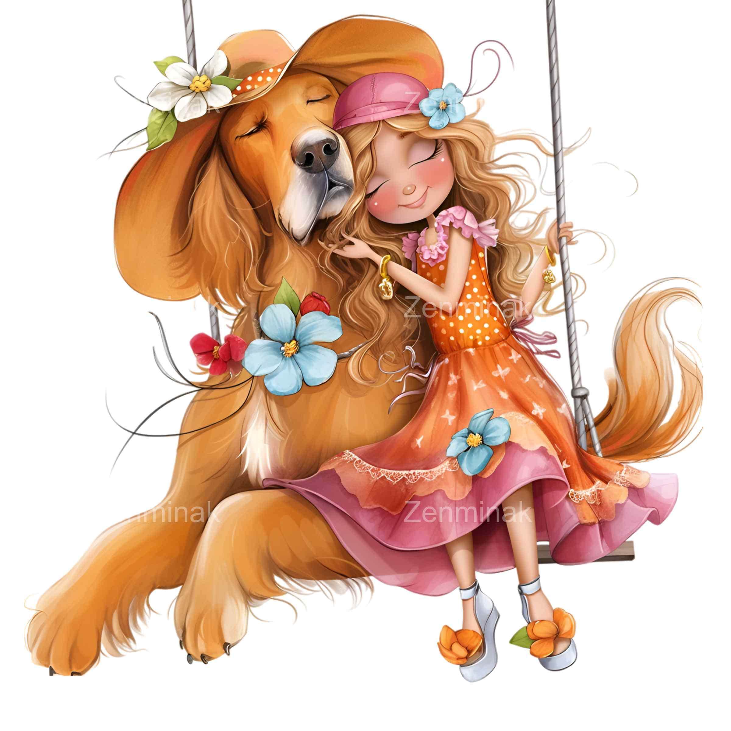 15 PNG Girl With Dog Clipart – Cute Summer Friends PNG – Big Dog and ...