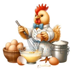Chicken Clip Art, 14 PNG Baking Funny Farm Kitchen Towel Design ...