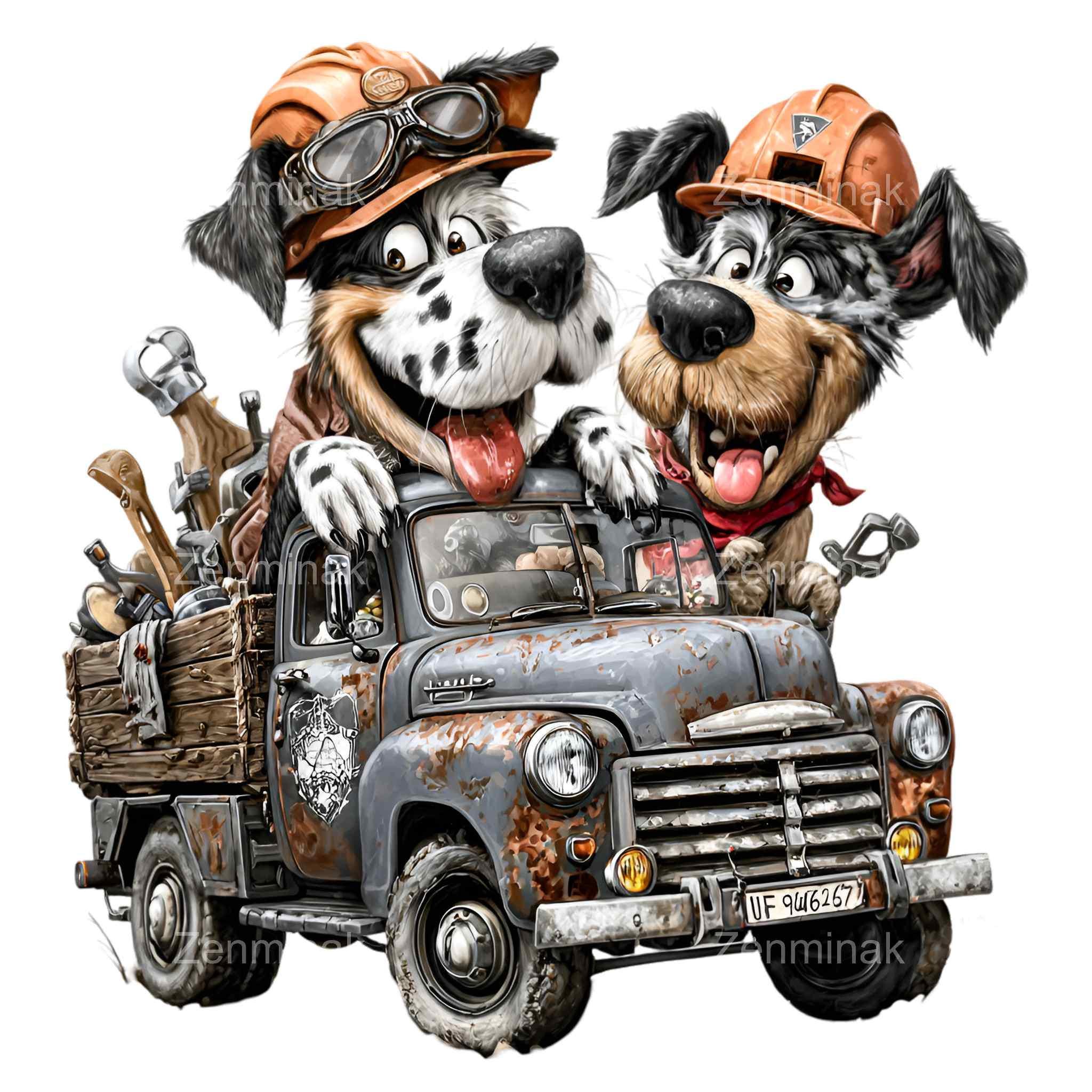 15 PNG Construction Dogs Funny Mechanic Puppy Clipart, Hard Hat Rusty ...