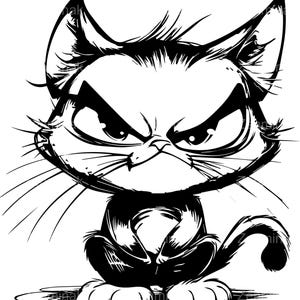 8 Angry Cat SVG, Fierce Cartoon Feline Clipart for Cricut, Whimsical ...
