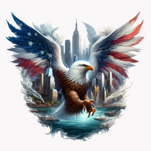 Patriotic Eagle Clipart, American Flag PNG, Freedom, Veterans Day ...