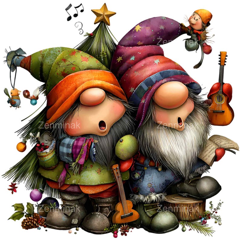 15 PNG Christmas Singing Gnomes – PNG Clipart for Holiday Crafts, Funny ...