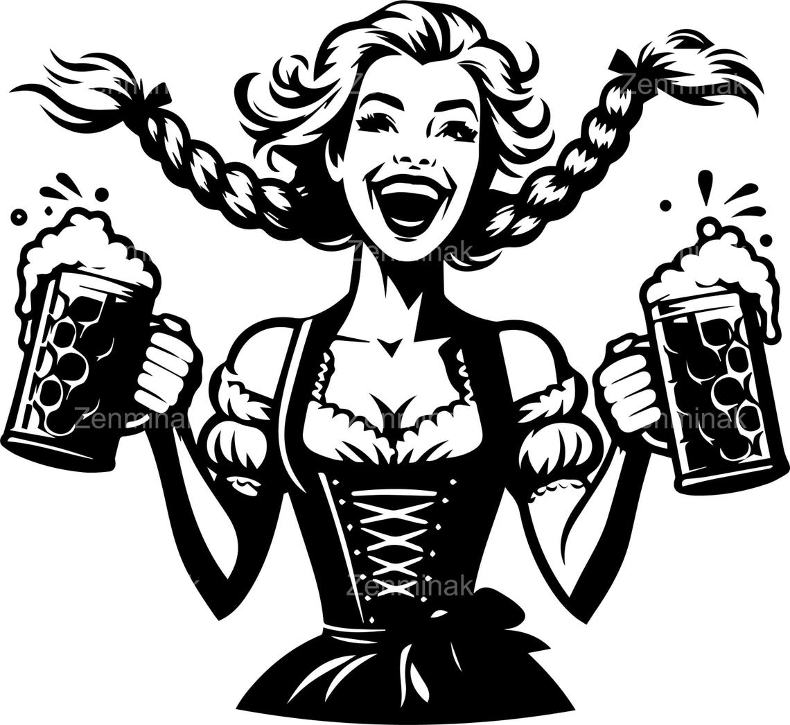 9 SVG Beer Girl SVG – Bavarian Barmaid Cut File – Traditional Dress ...