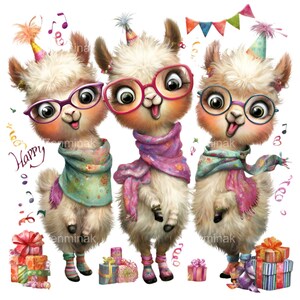 15 PNG Birthday Llamas – Cute Llama PNG – Party Animal Clipart With ...