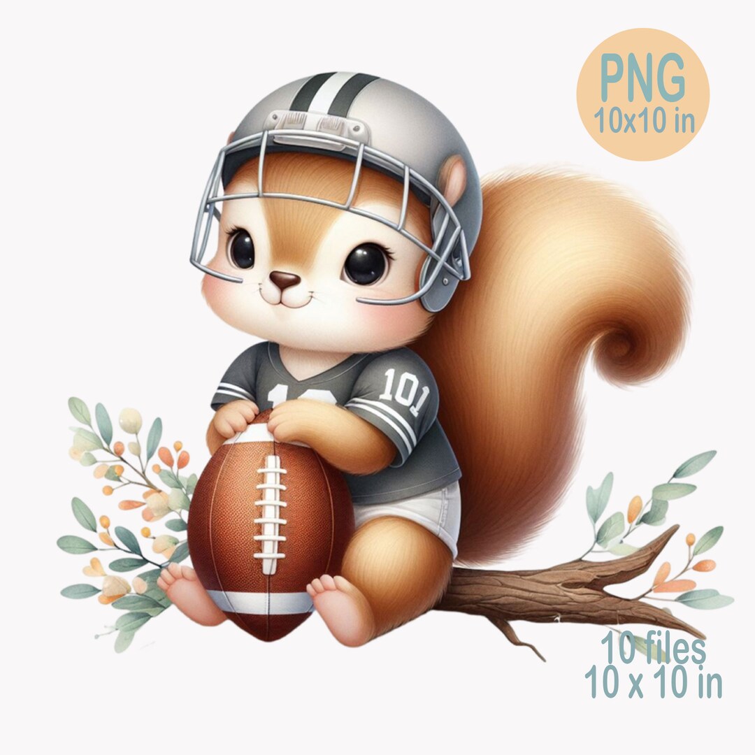 Squirrel Clipart, Sport Lovers Clipart, American Football, Watercolor ...