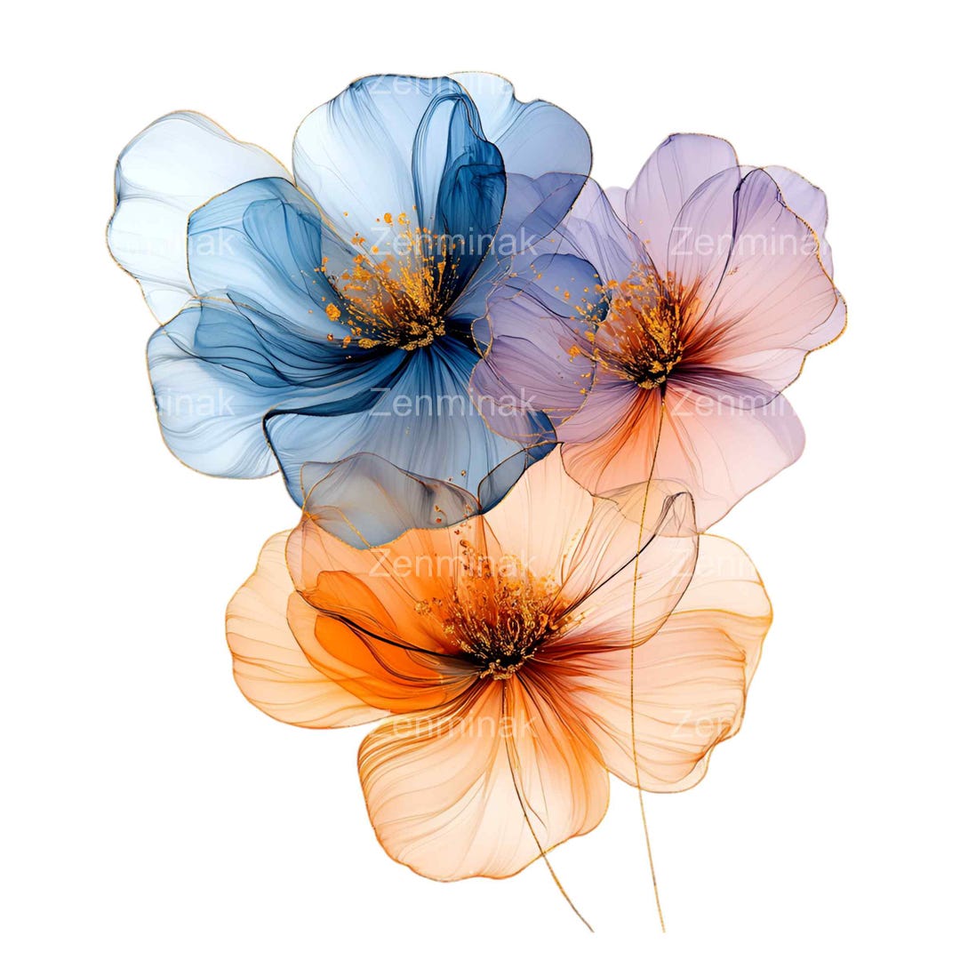 15 PNG Transparent Floral Clipart – Delicate Abstract Flowers – Soft ...