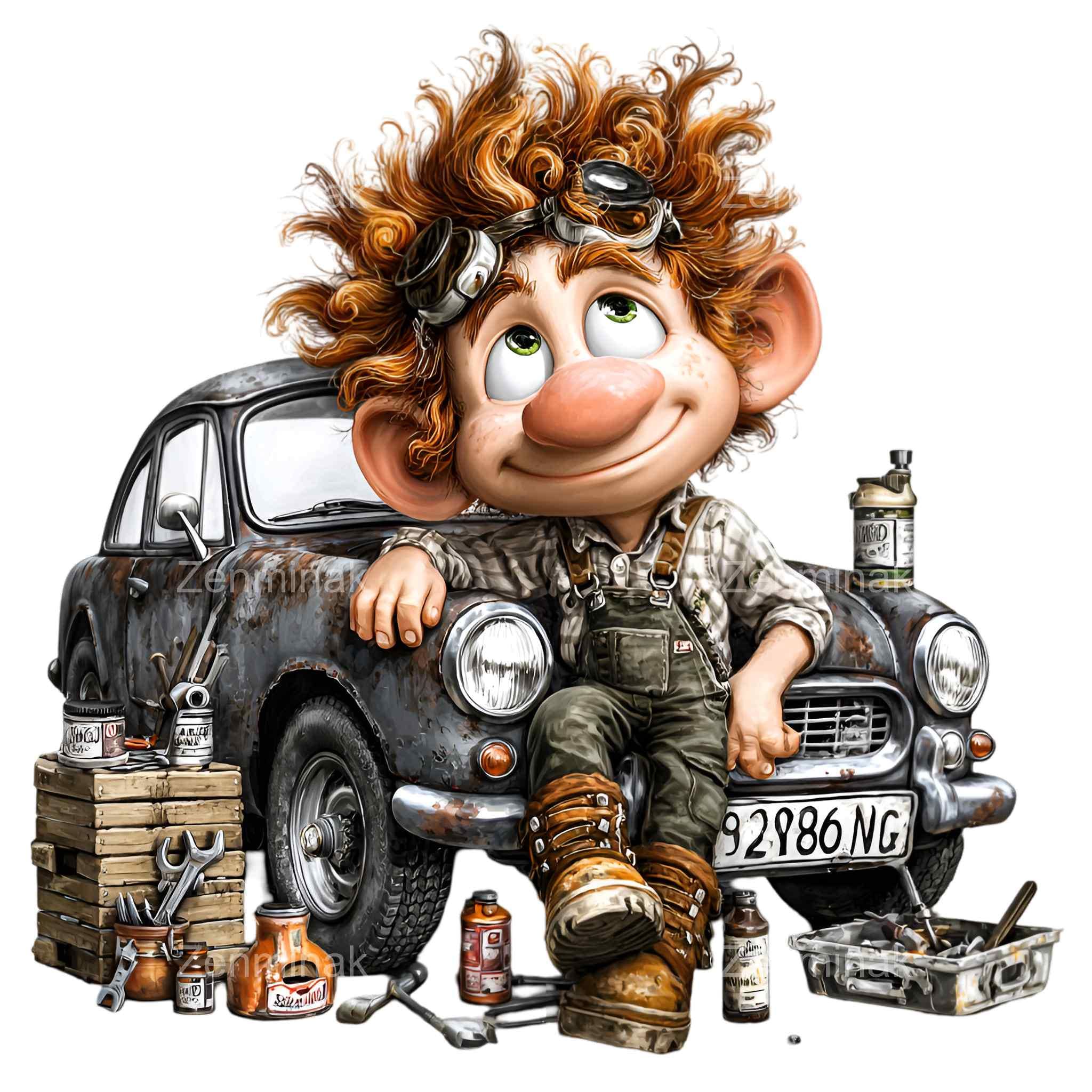 16 PNG Red-haired Mechanic Boy – Funny Cartoon Car Repair Clipart for ...