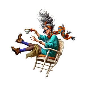 12 Funny Glamorous Lady PNG, Vintage Rocking Chair Clipart, Retro Humor ...