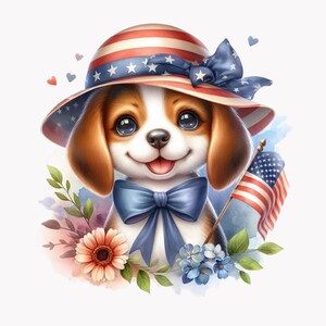 Patriotic Dog Clipart, Beagle Clipart, Independence Day, 4th of July ...