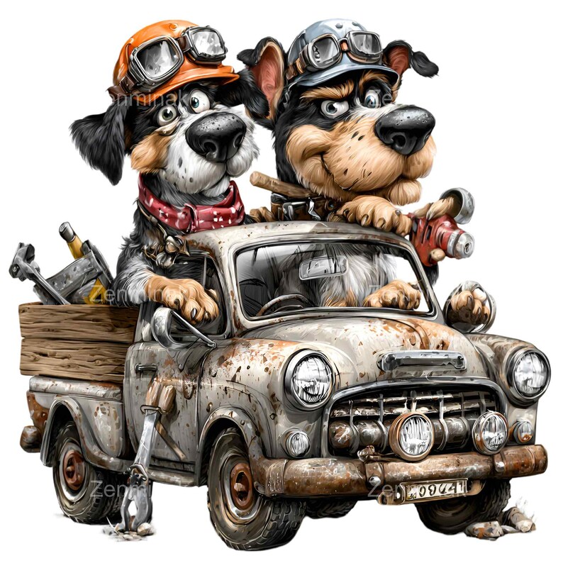 15 PNG Construction Dogs Funny Mechanic Puppy Clipart, Hard Hat Rusty ...