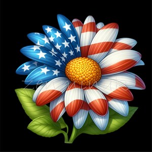 Patriotic Daisies Clipart, 10 PNG American Flag, Veterans Day, Freedom ...