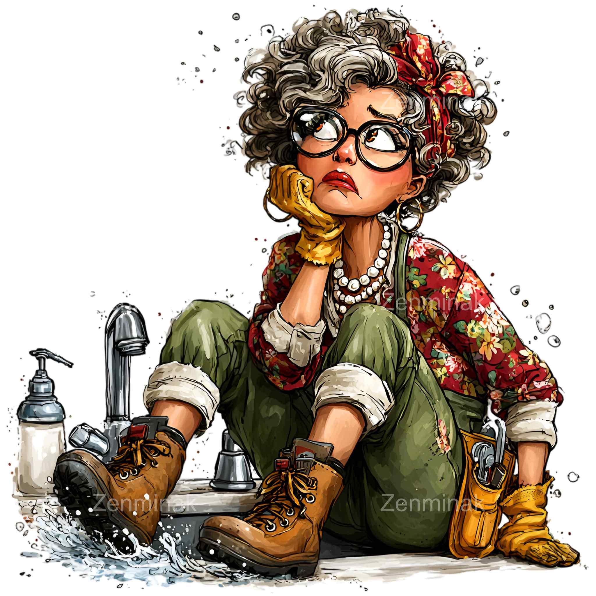 15 PNG Grandma Plumber Clipart, Repair Lady Sink Humor DIY Mechanic - Etsy