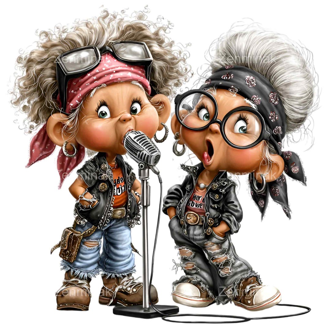 15 PNG Rock Grandma Seniors Clipart, Singing Old Ladies Karaoke - Etsy ...