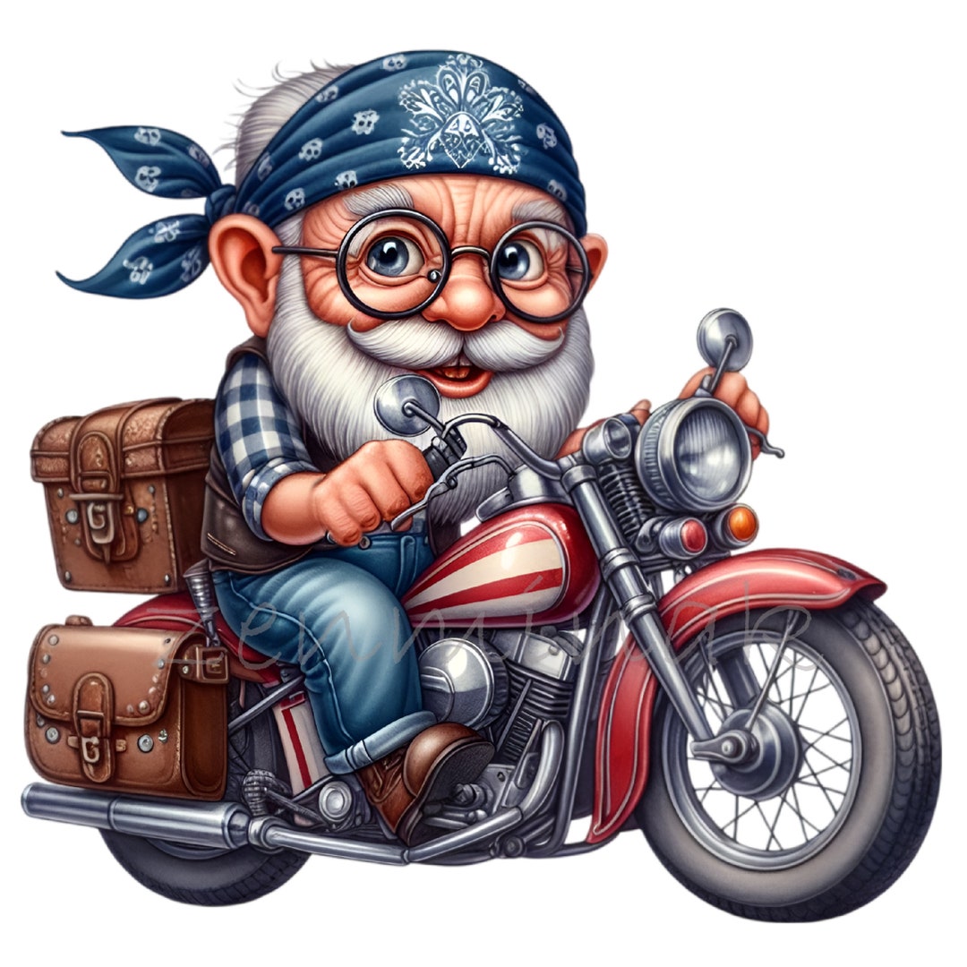 Senior Man With Motorcycle 12 PNG Funny Comics Grandpa Bandana Cartoon ...