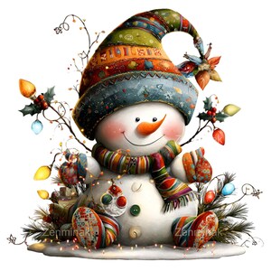 16 PNG Christmas Snowman Clipart – Cute Winter With Lights for Holiday ...