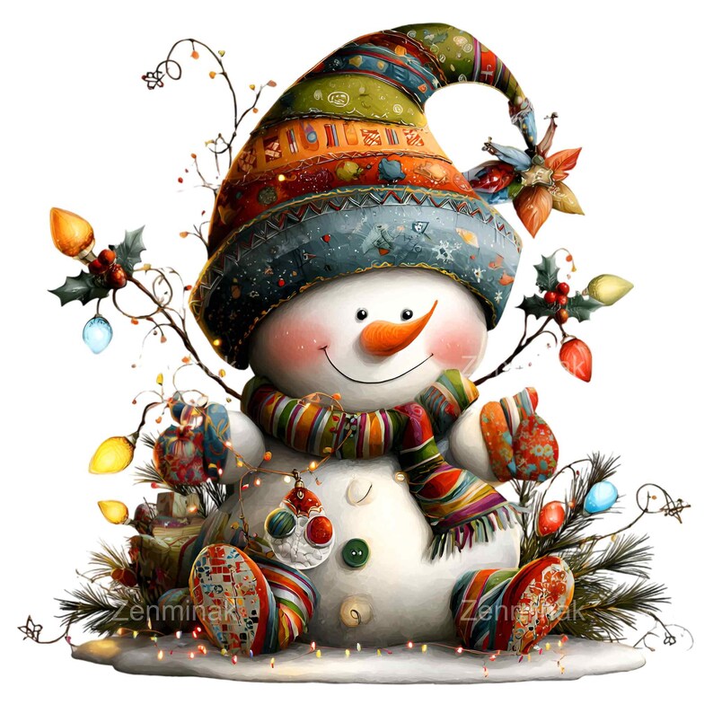 16 PNG Christmas Snowman Clipart – Cute Winter With Lights for Holiday ...