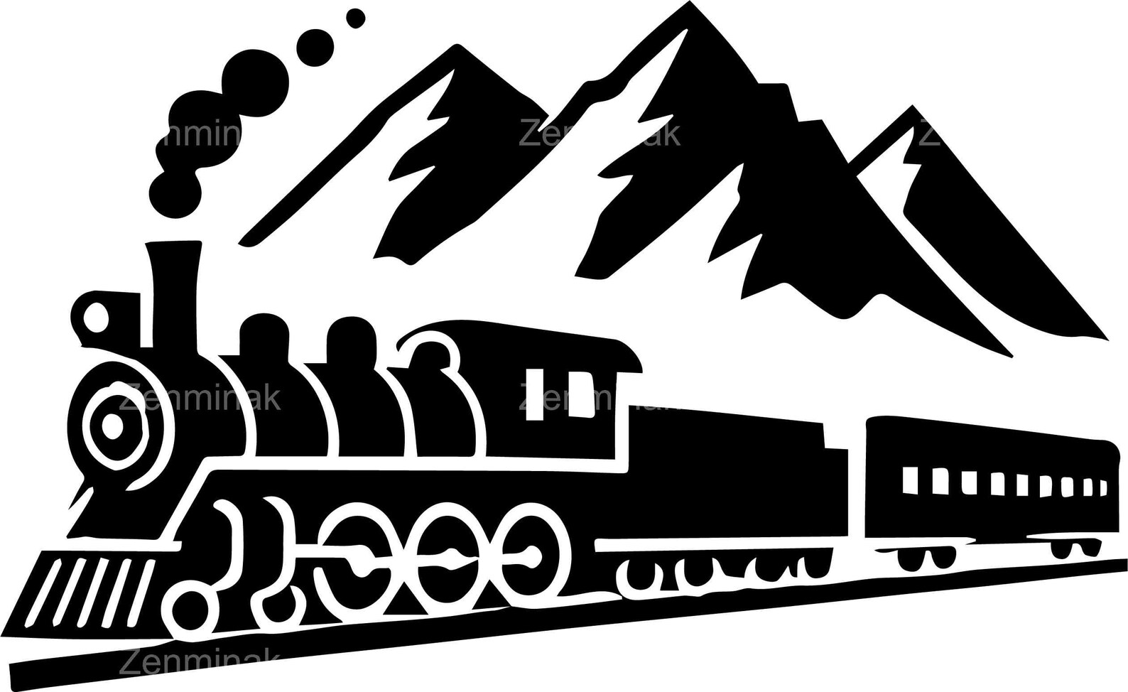 10 SVG Steam Train Locomotive Mountains Pine Forest Silhouette, Vintage ...