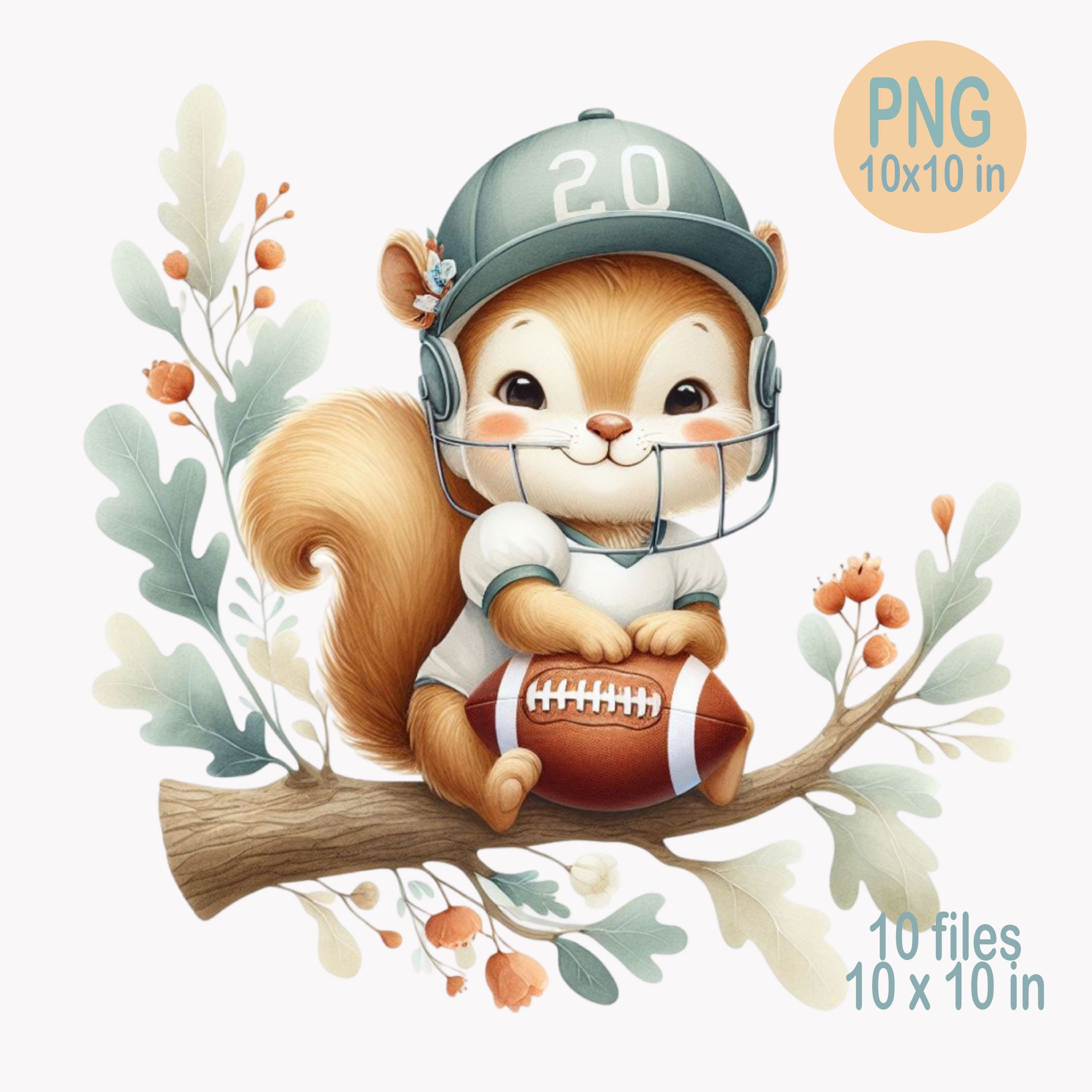Squirrel Clipart, Sport Lovers Clipart, American Football, Watercolor ...
