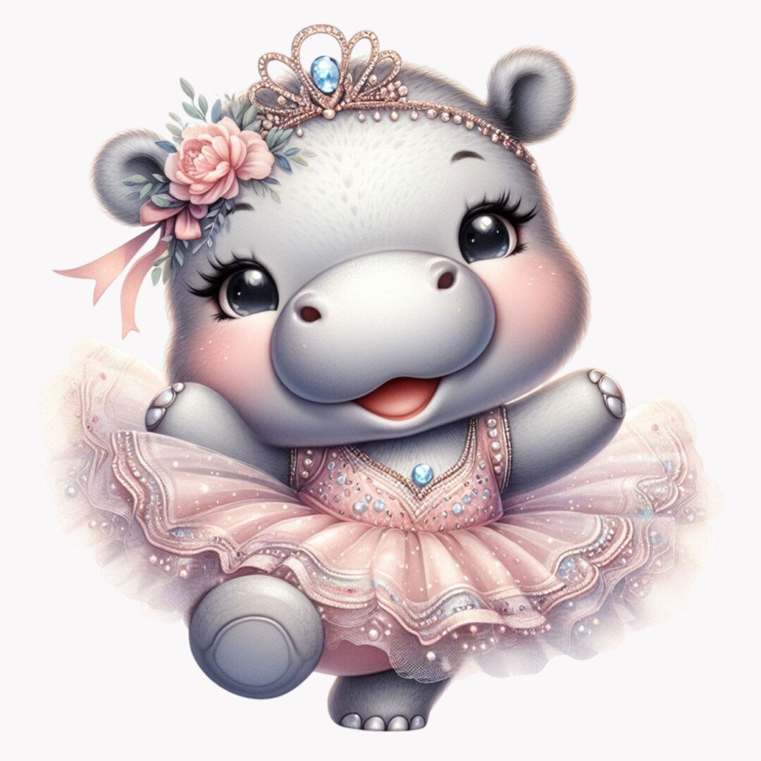 10 PNG Baby Hippo Ballerina PNG – Cute Ballet Clipart for Nursery Decor ...