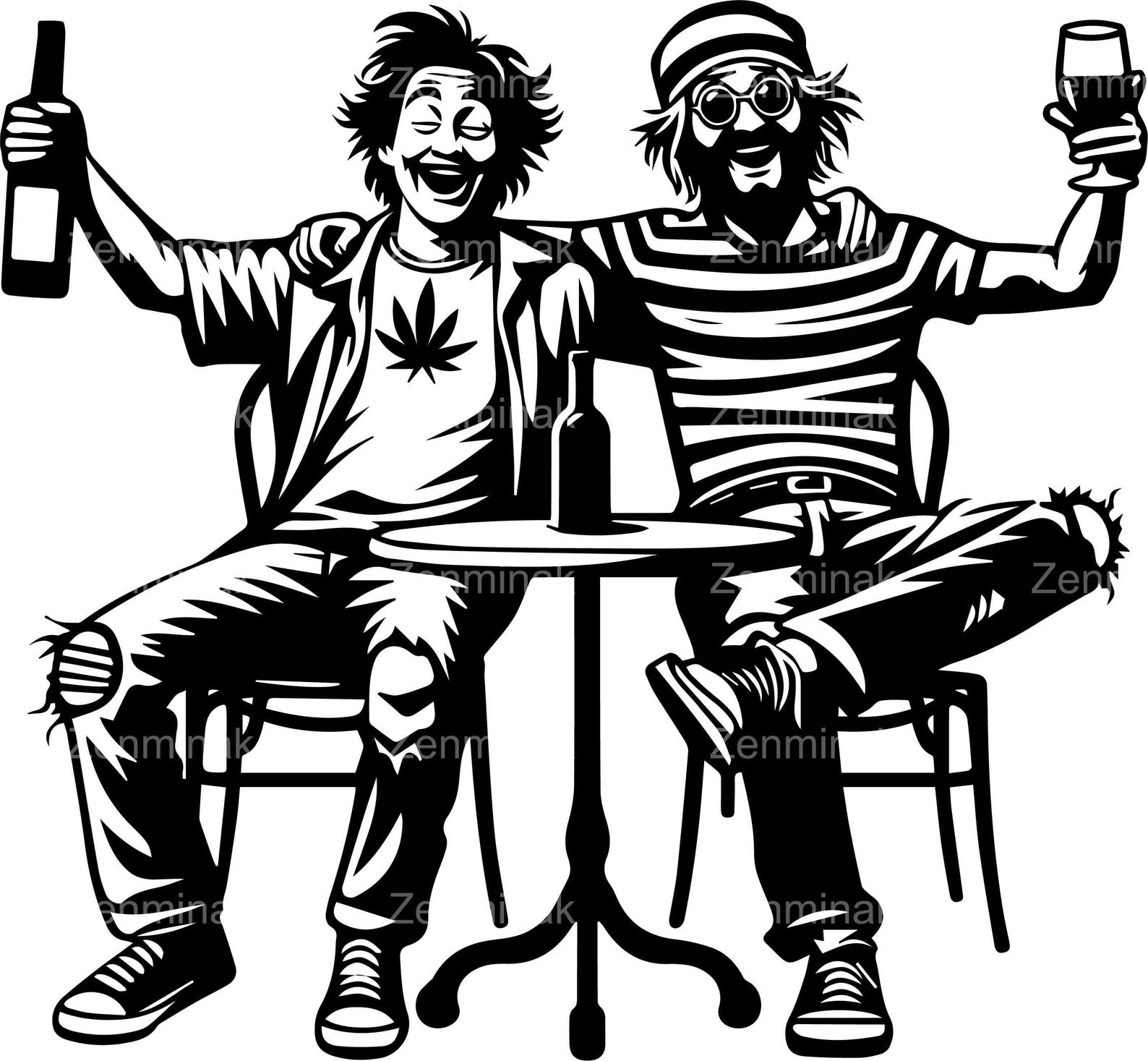 5 SVG Funny Men With Beer SVG, Two Friends Toasting at Table With Pints ...