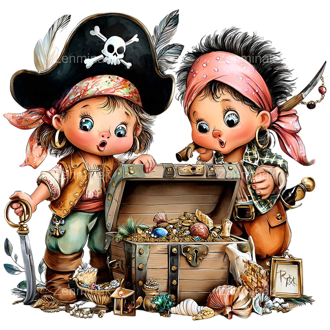 15 PNG Pirate Children Clipart, Treasure Chest Adventure Sea Ship - Etsy
