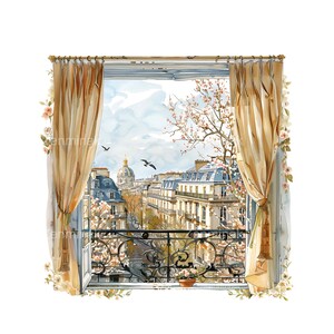 15 Paris Window View PNG Clipart, Eiffel Tower Balcony Illustration ...