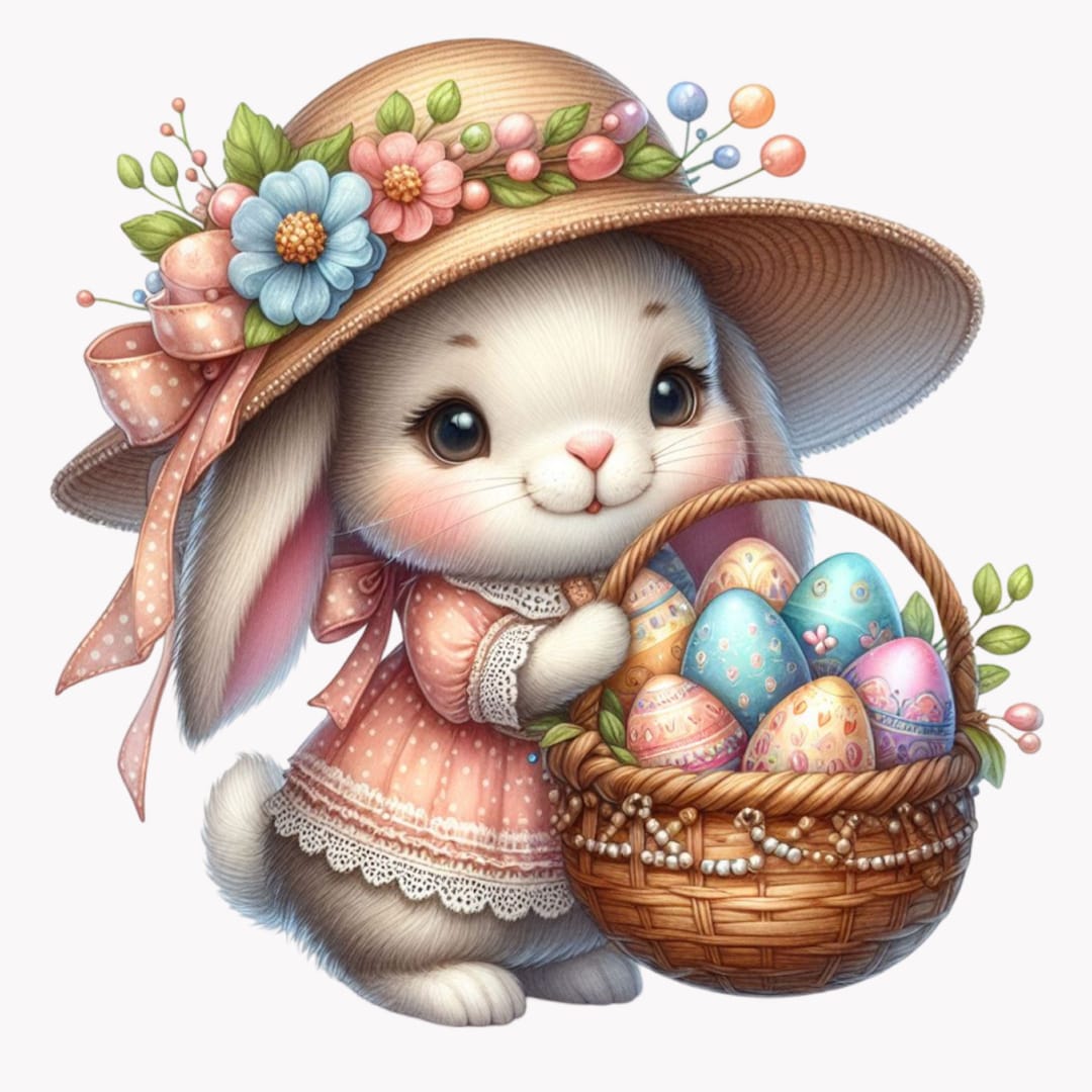 Bunny Clipart, Easter Eggs PNG, Rabbit Clipart, Spring Clipart, Nursery ...