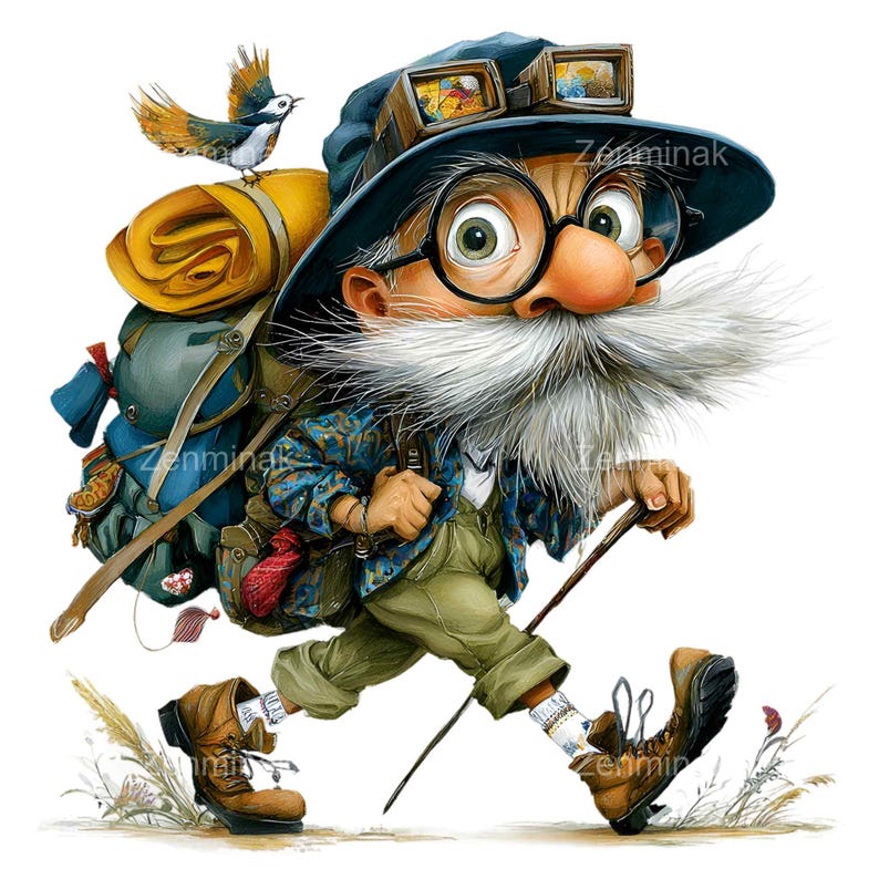 15 PNG Wanderer Clipart, Cartoon Backpacker mit Gehstock, Abenteuer ...