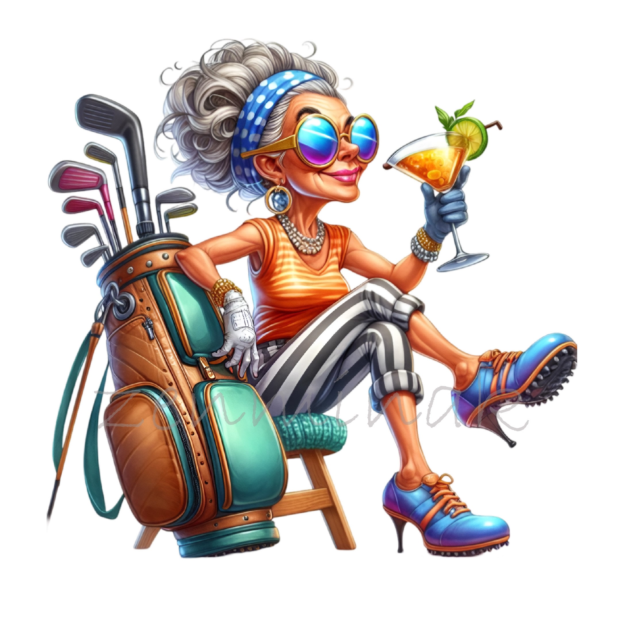 Chic Senior Lady Golfer 12 PNG Clipart | Elegant Woman With Golf Clubs ...