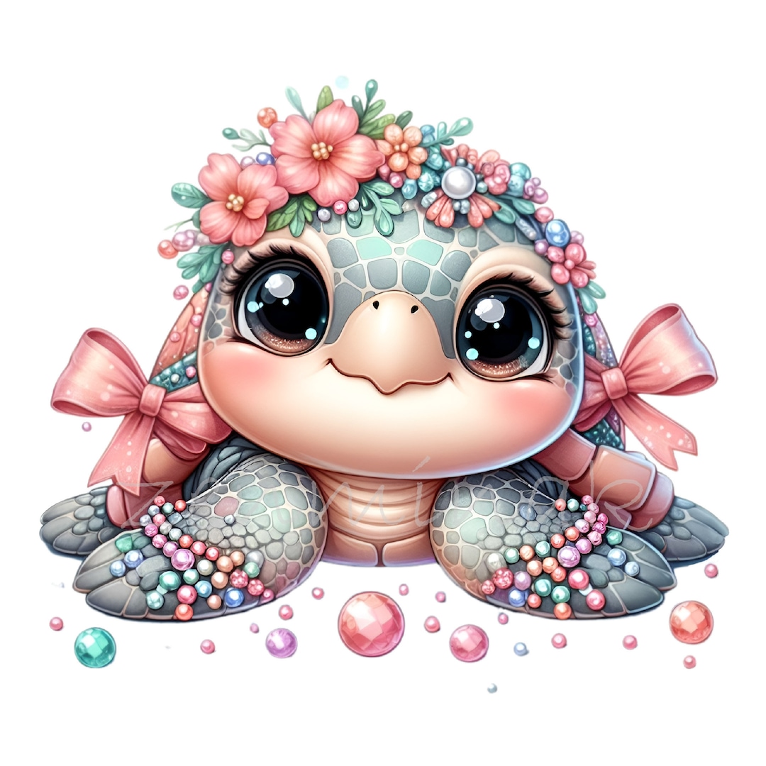 Sea Turtle Clipart, 15 PNG Cute Ocean Animals Illustration, Watercolor ...