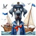 12 PNG Sailor Dane Clipart, Nautical Dog Boat & Seagulls - Etsy