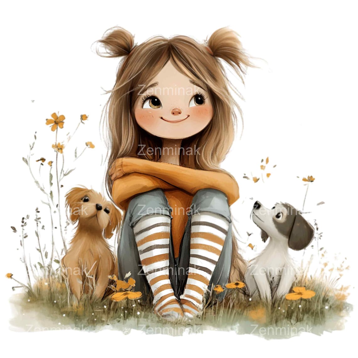 Cute Girl With Puppies PNG Clipart, 10 Whimsical Child and Dog ...