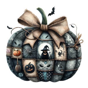 Spooky Halloween Pumpkin Clipart PNG, 15 Patchwork Jack-o'-lantern With ...