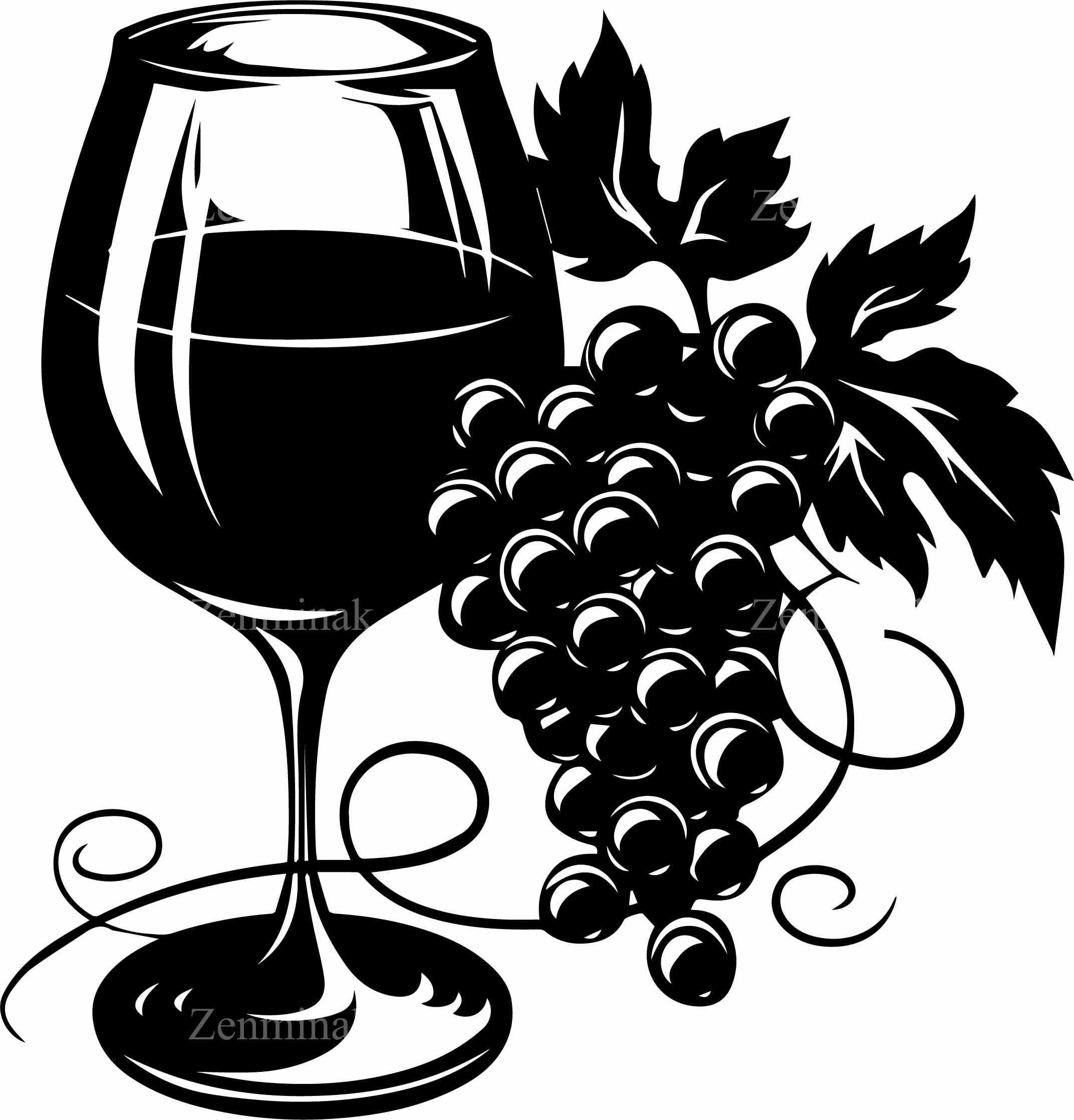 8 SVG Wine Glass – Grapes Cut File – Vineyard Silhouette Design for ...