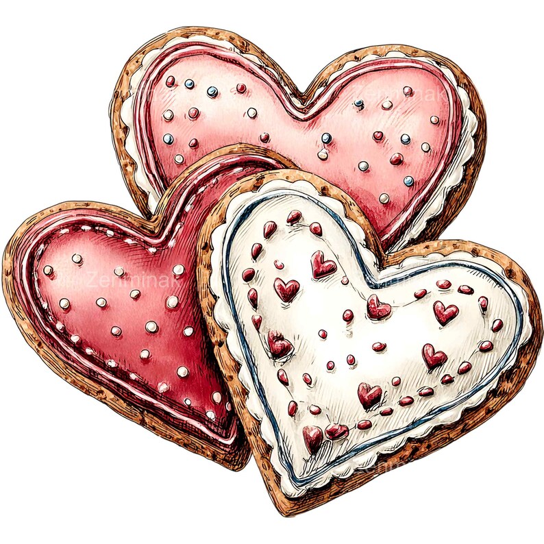 15 PNG Valentine Cookie Clipart – Heart Sugar Love – Iced Cookie Art ...