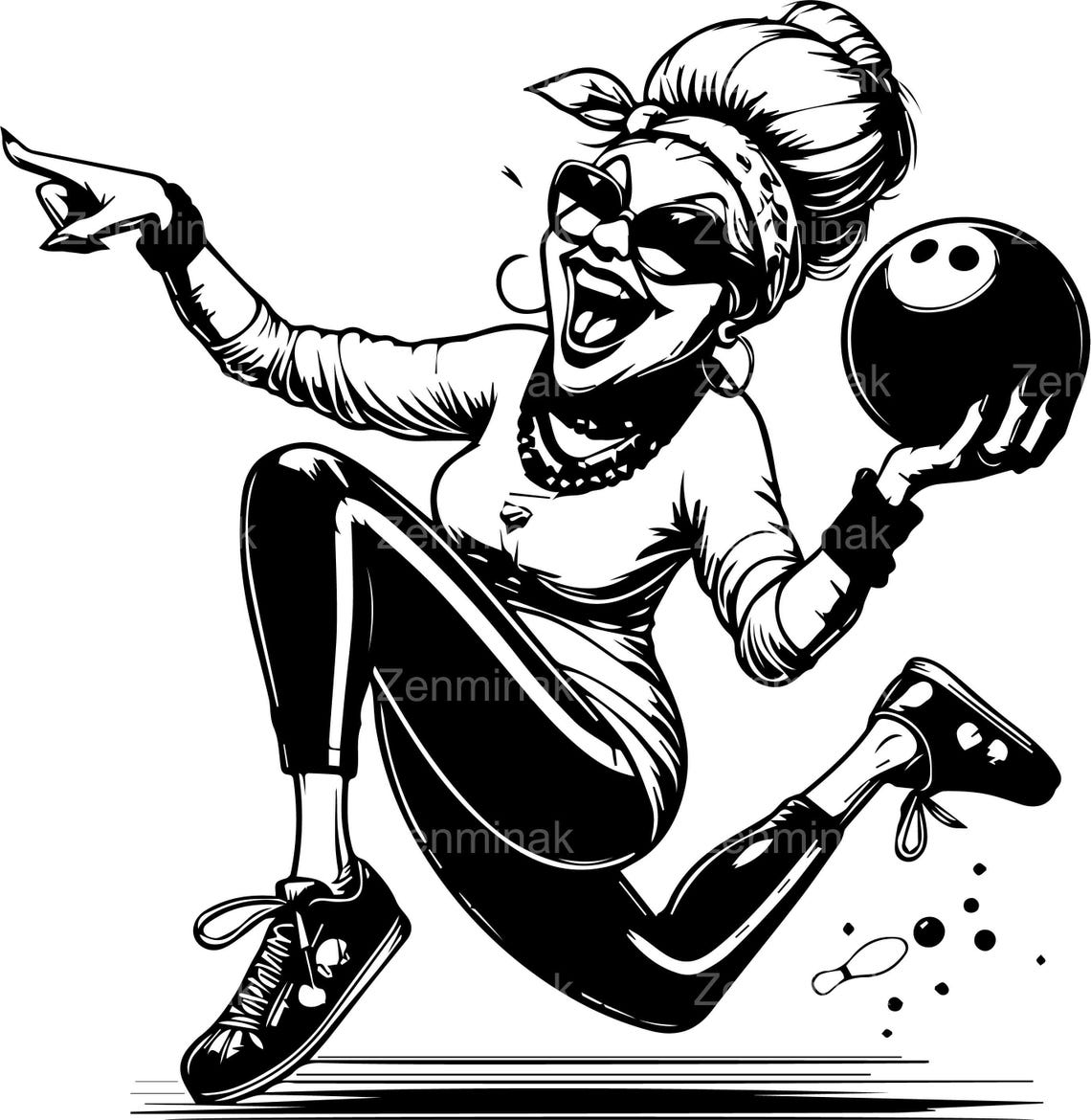 8 SVG Funny Retro Bowling Lady SVG Cut File, Cool Grandma Cartoon ...