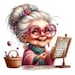 Senior Lady Playing Bingo 12 PNG Funny Comics Cartoon Illustration ...