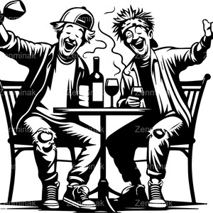 6 SVG Funny Drinking Buddies SVG, Wine and Beer Friends Cut File ...