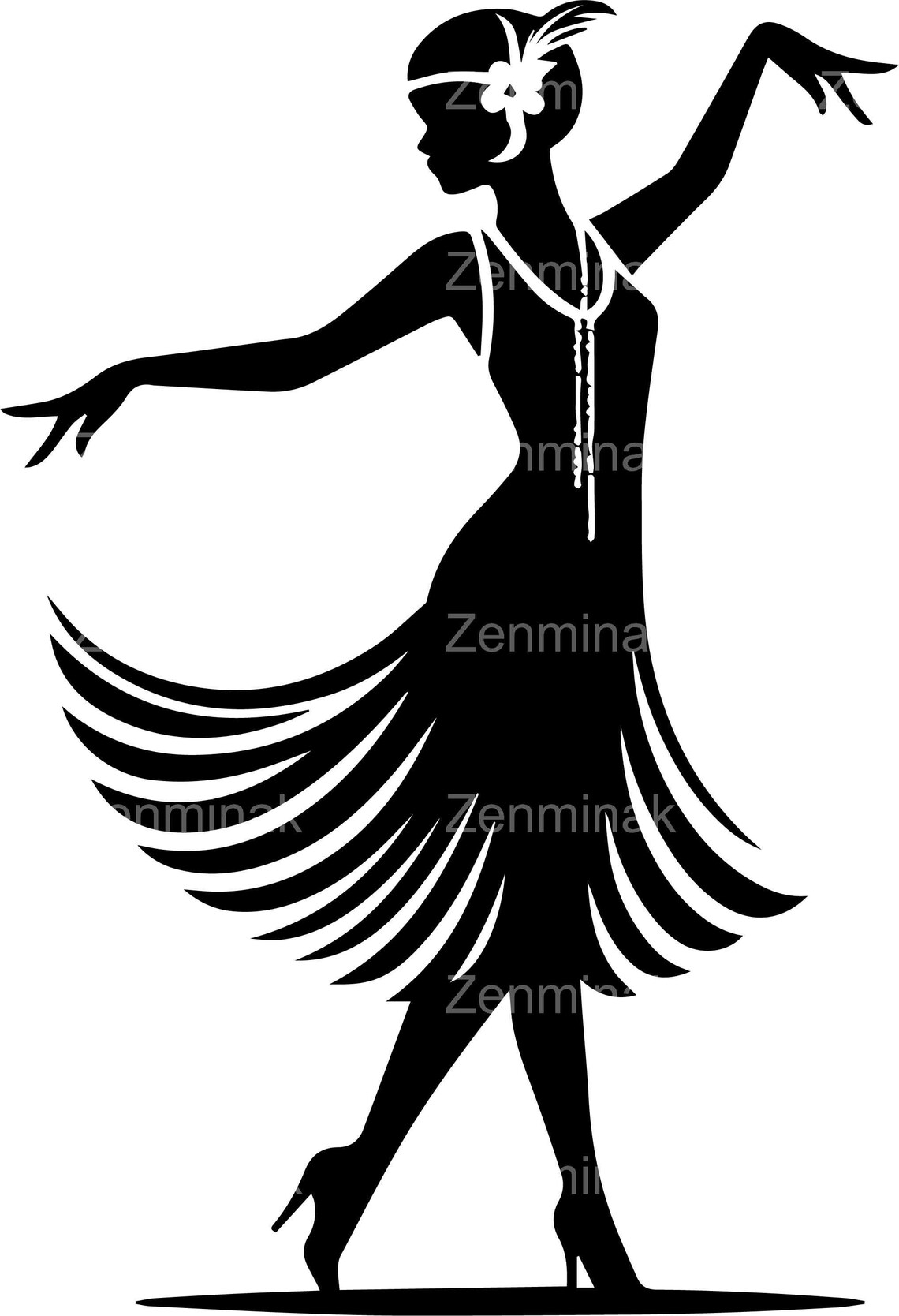 8 SVG Retro Dancer SVG Cut File – Flapper Woman in Fringe Dress With ...