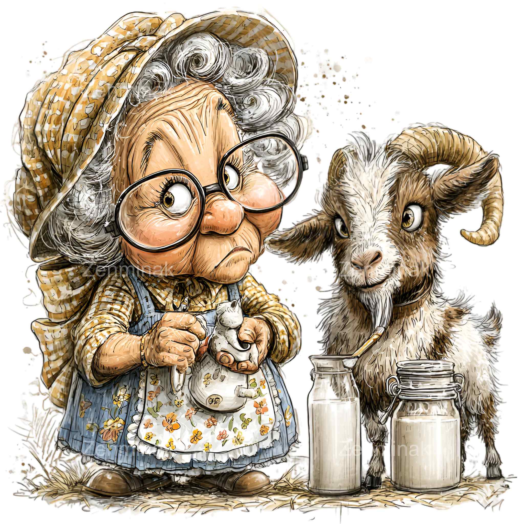 11 PNG Farm Goat Clipart – Funny Old Lady With Dairy Goat PNG for ...