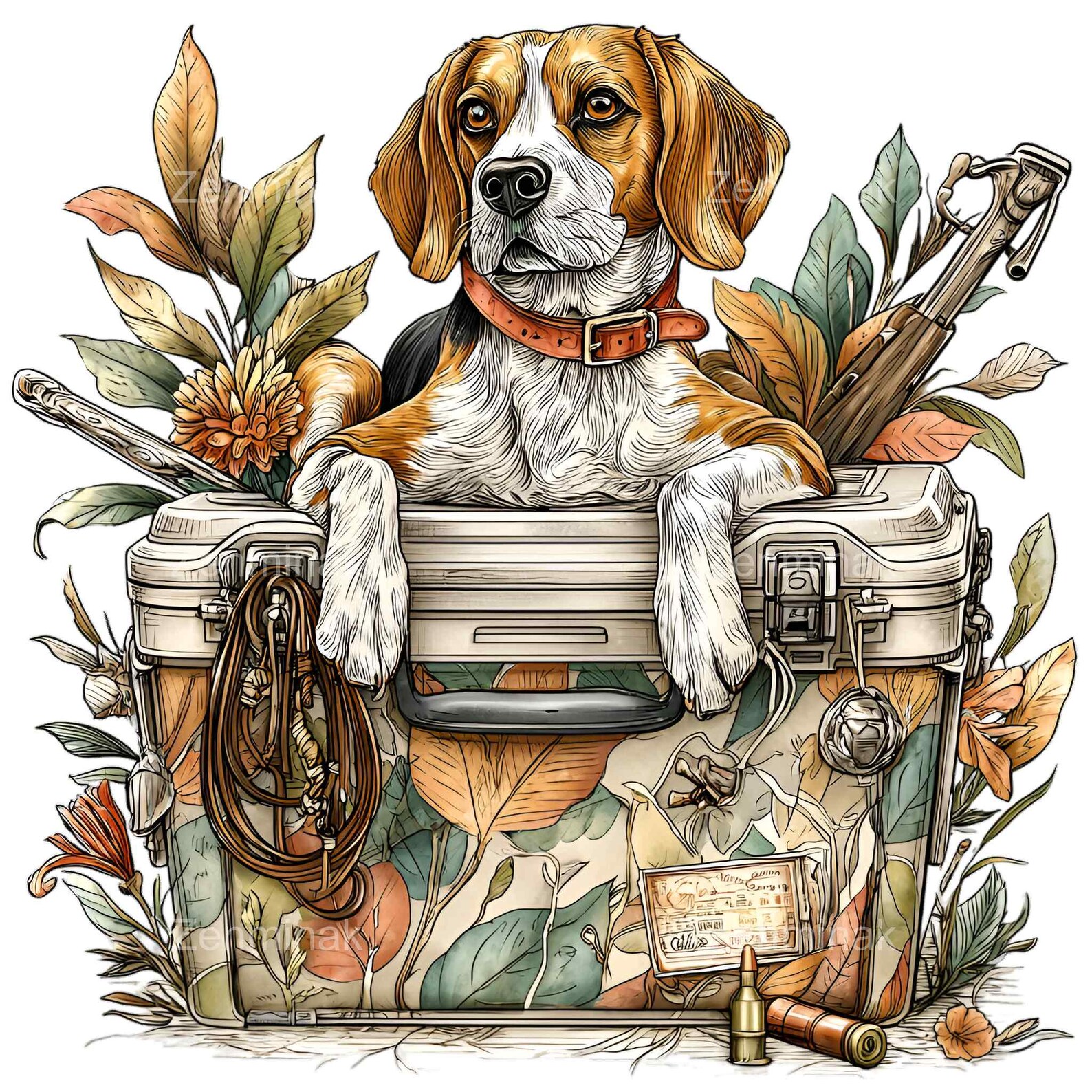 10 PNG Hunting Dog PNG Clipart – Rustic Beagle Digital Download for Pet ...
