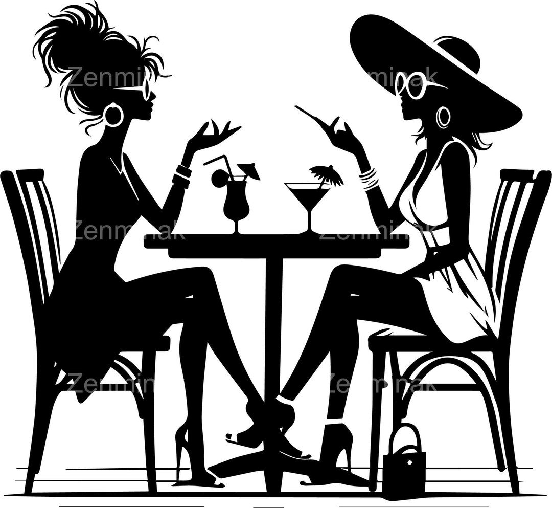 6 SVG Cocktail Ladies SVG – Elegant Women Cut File – Friends Clipart ...