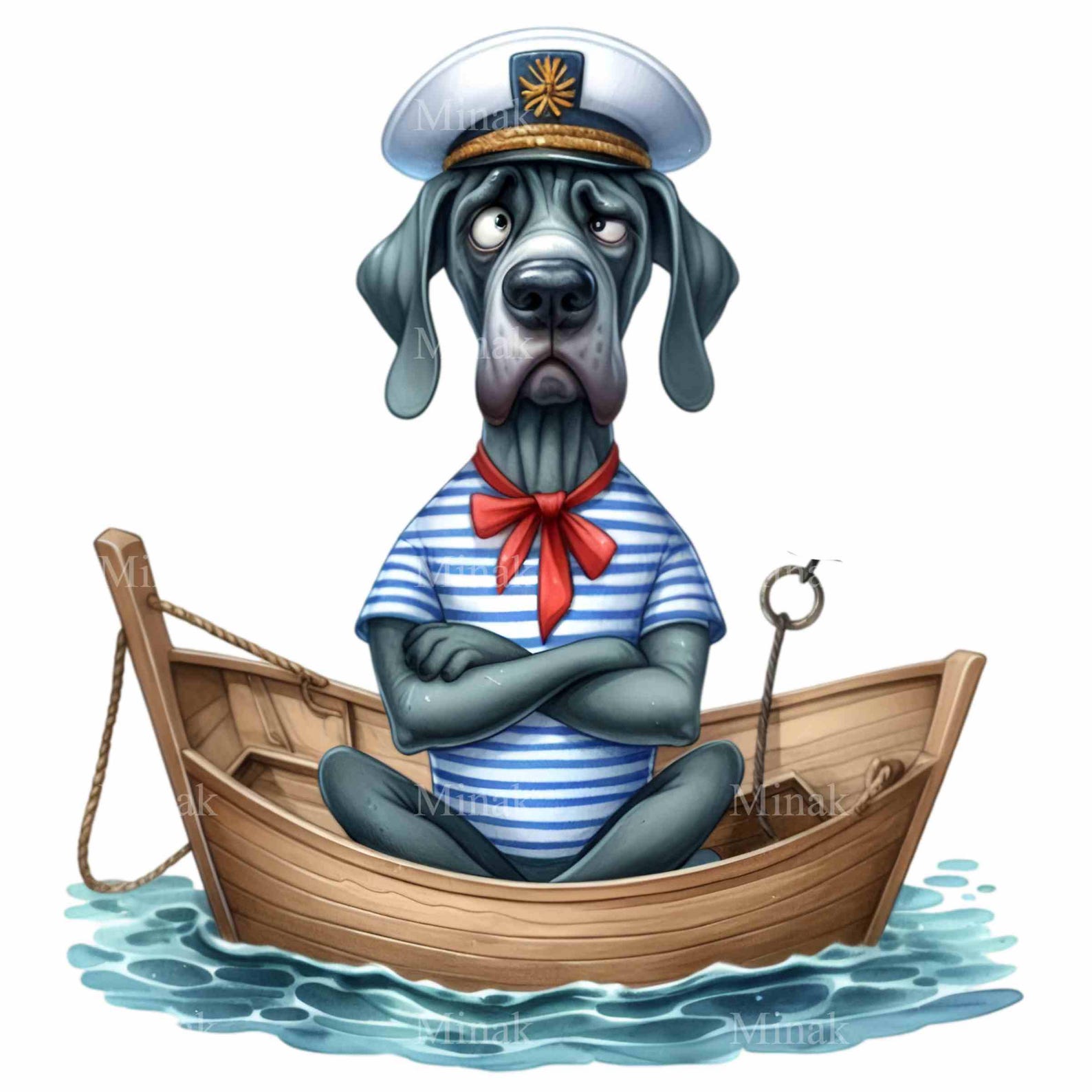 12 PNG Sailor Dane Clipart, Nautical Dog Boat & Seagulls - Etsy