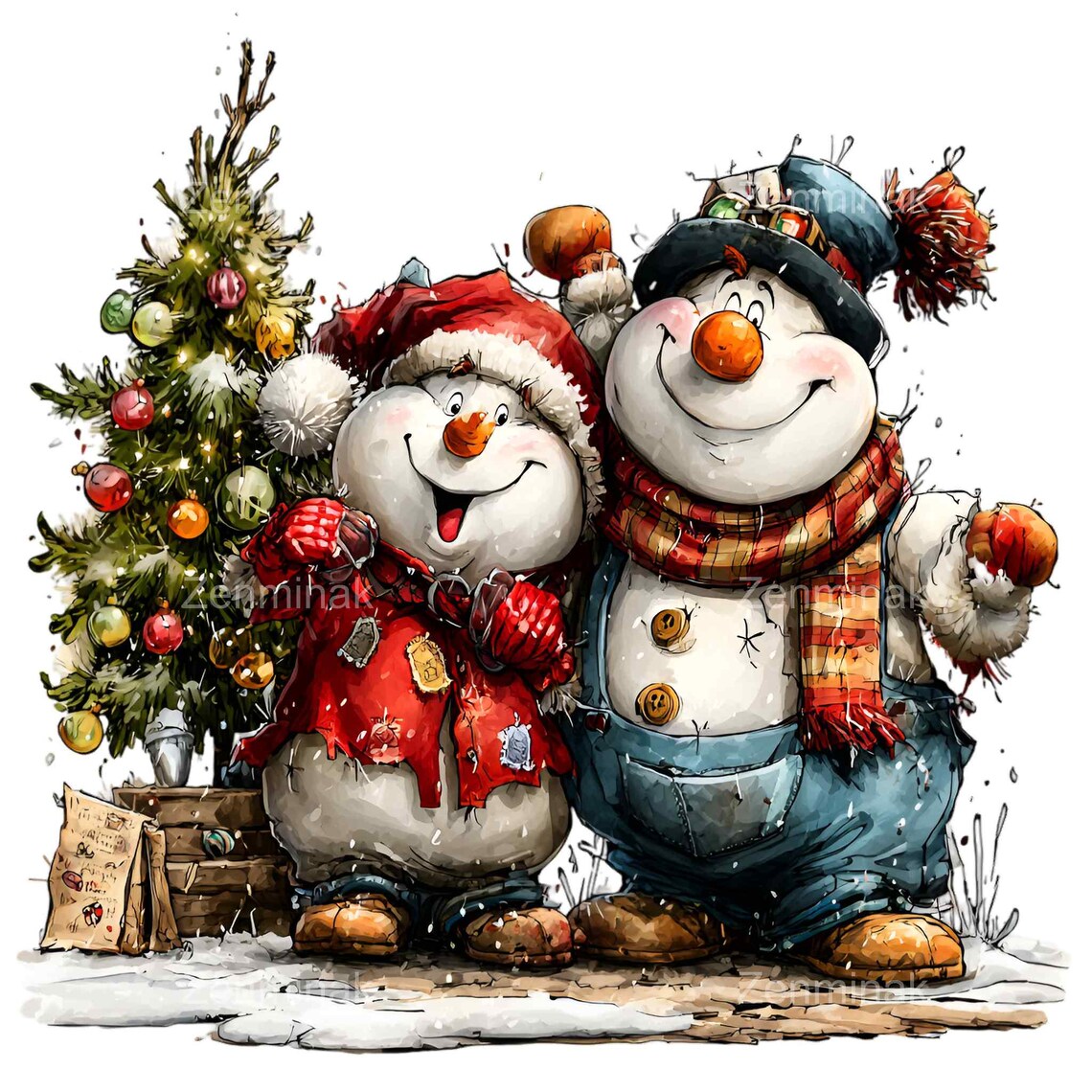 15 PNG Snowman Couple PNG – Cute Christmas Snowmen Clipart – Winter ...