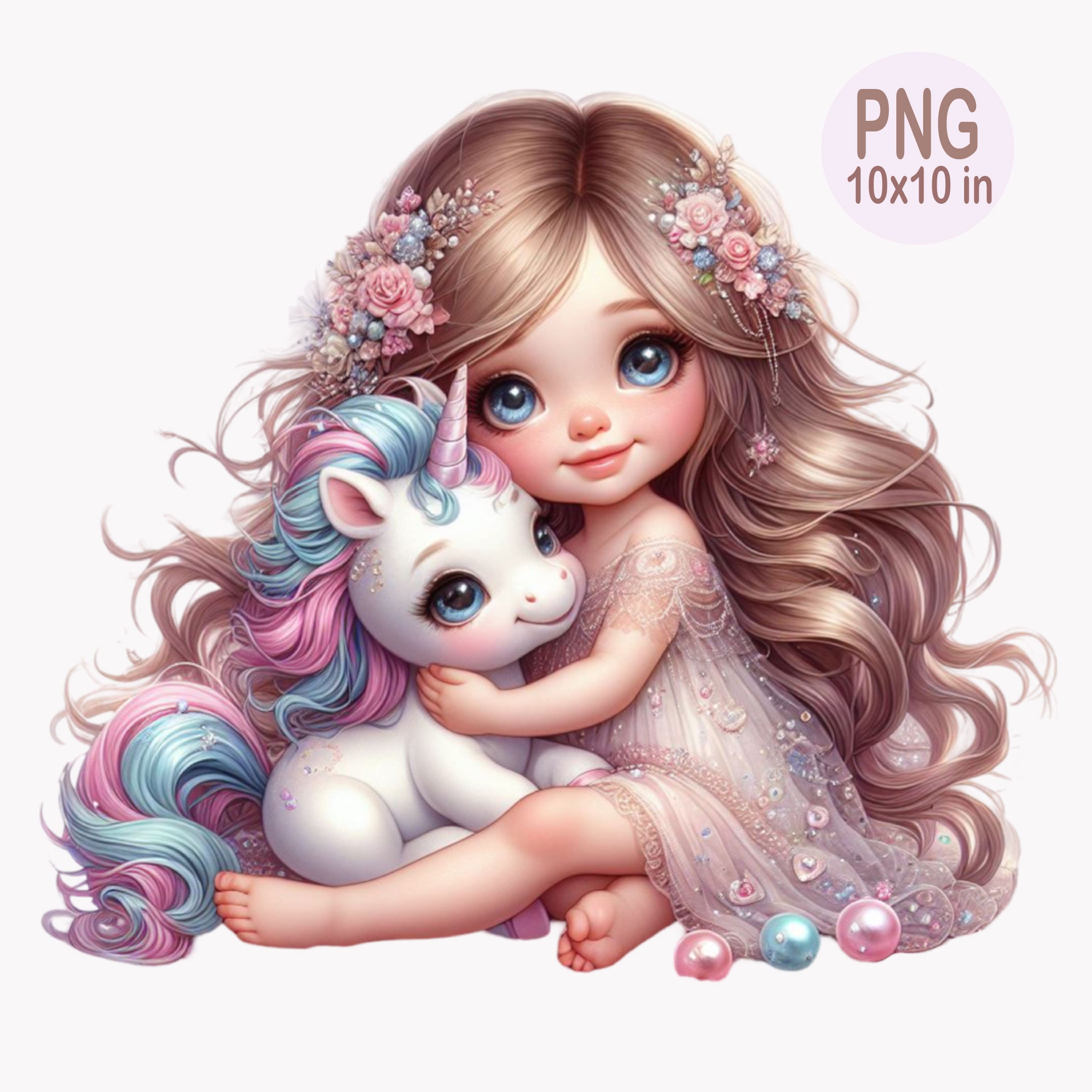 10 PNG Princess Hugging Unicorn Clipart, Fantasy Girl - Etsy