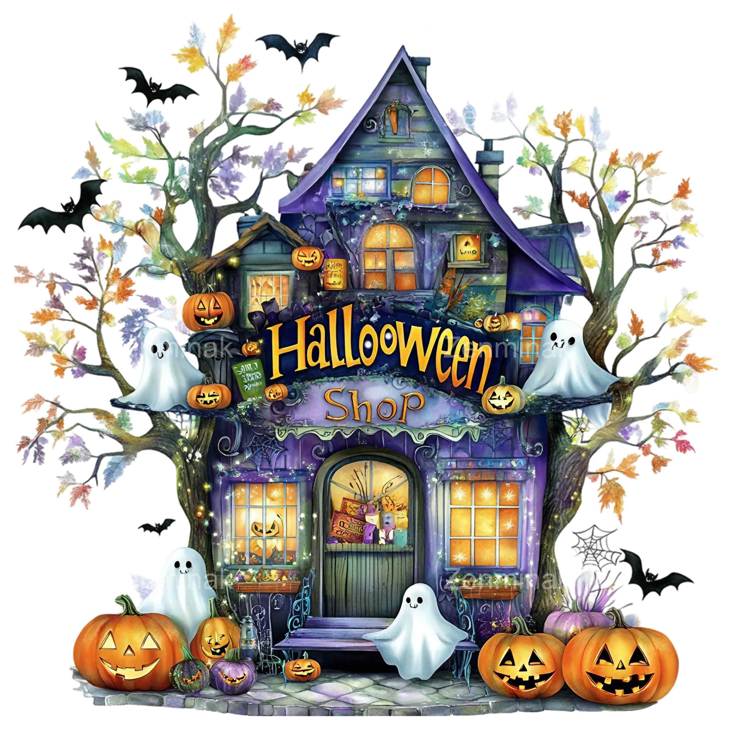 15 PNG Halloween Shop Sign Ghost Clipart Pumpkin Sublimation - Etsy