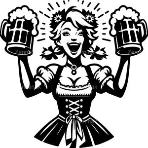 9 SVG Beer Girl SVG – Bavarian Barmaid Cut File – Traditional Dress ...