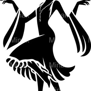 8 SVG Art Deco Lady SVG Cut File, Elegant 1920s Silhouette With Flowing ...